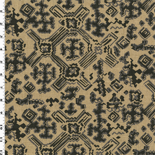 Natural Beige/Multi Linen Aztec Printed Woven, Fabric By the Yard ...