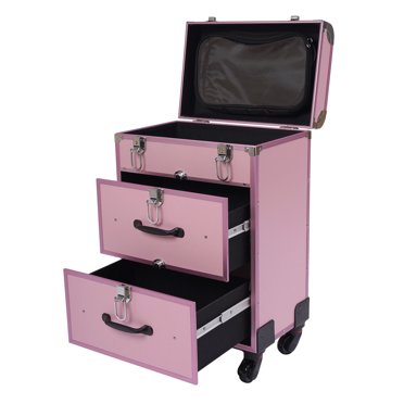 Zimtown Aluminum Lockable 4-in-1 Rolling Cosmetic Makeup Trolley Case ...