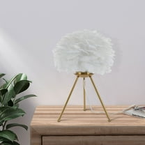 Wildnix Elegant Table Lamp with White Feather Decorations, Durable Iron ...