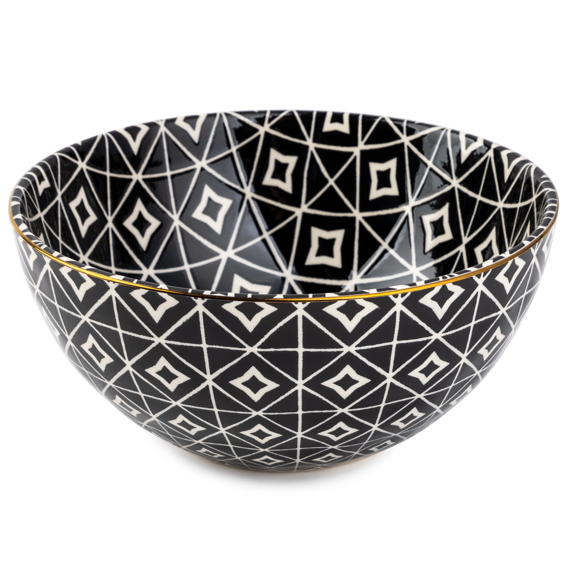 Thyme & Table Black Geo Stoneware Large Round Bowl - Walmart.com