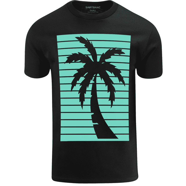 ShirtBANC Mens Classic Cali Palm Tee Striped Iconic Palm Tree Design ...