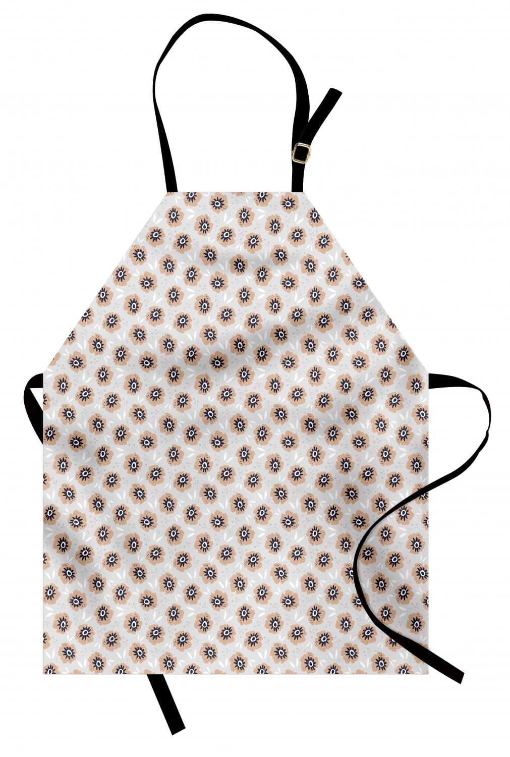 Cartoon Apron, Top View Poppy Silhouettes and Spots Drawn by Hand ...