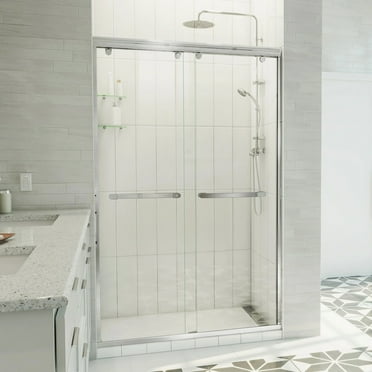 DreamLine Enigma Air 44-48 in. W x 76 in. H Frameless Sliding Shower Door in Satin Black ...