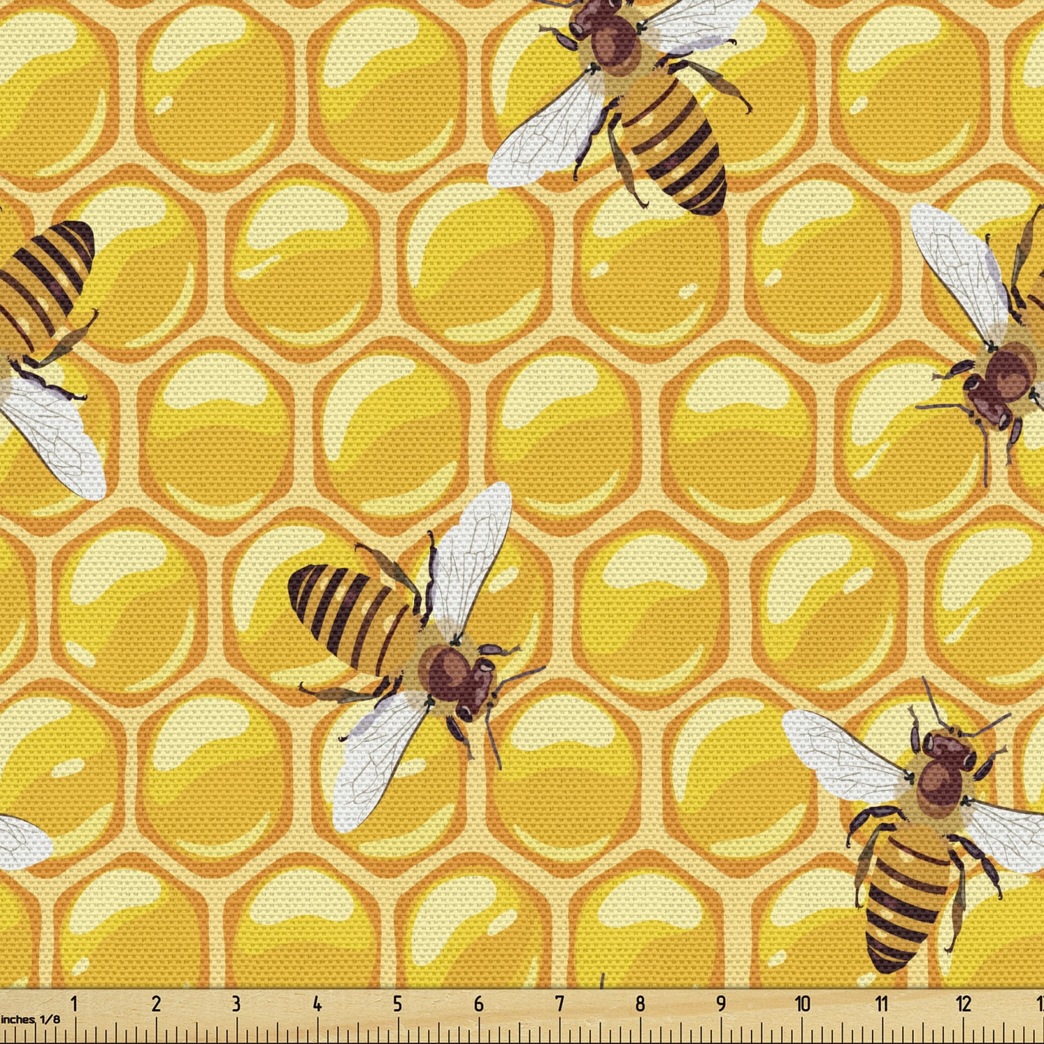 Bee Fabric by The Yard, Honeybees Working on Honeycomb Hard Worker ...