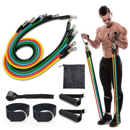 11Pcs Fitness Exercise Resistance Bands Latex Tubes Yoga Workout ...