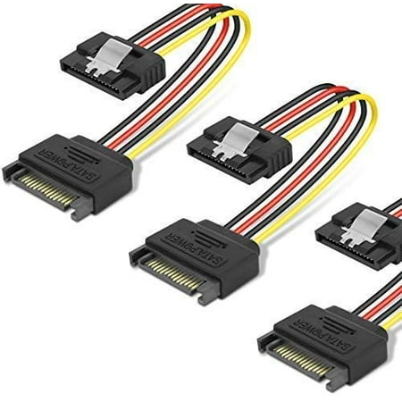 SATA Power Extension Cable, Plannu 3 Pack 15 Pin SATA Male to Female ...