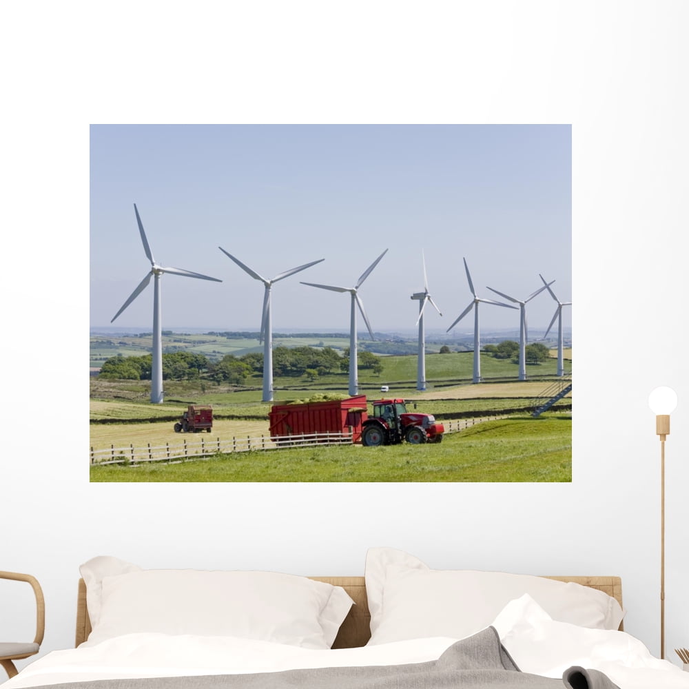 Wind Turbines and Tractors Wall Mural Decal Sticker, Wallmonkeys Peel ...
