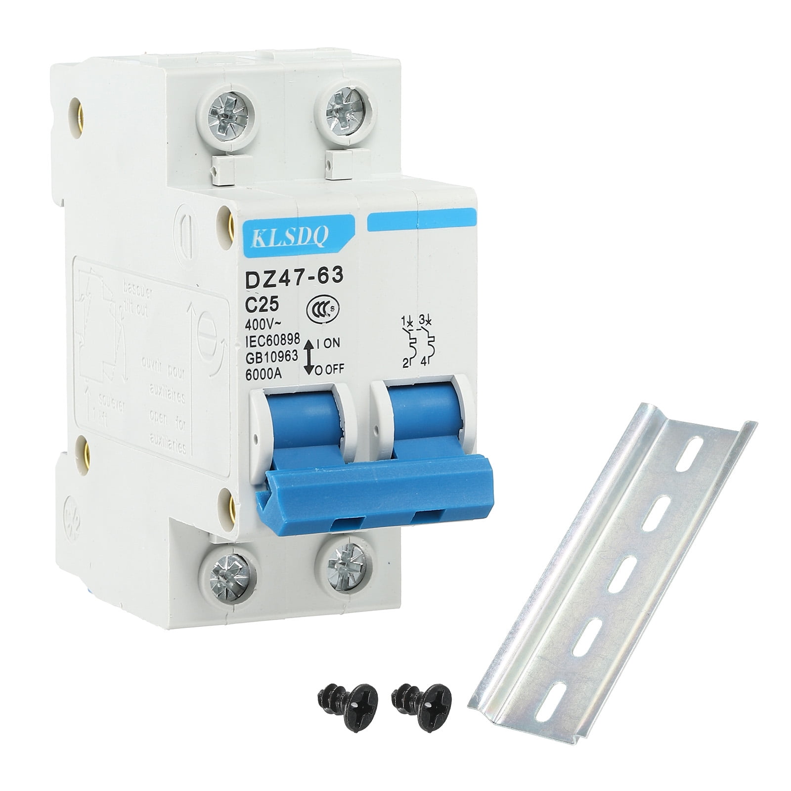 Circuit Breaker Low Voltage AC 25A 400V 2 Pole DZ47-63 C25 - Walmart.com