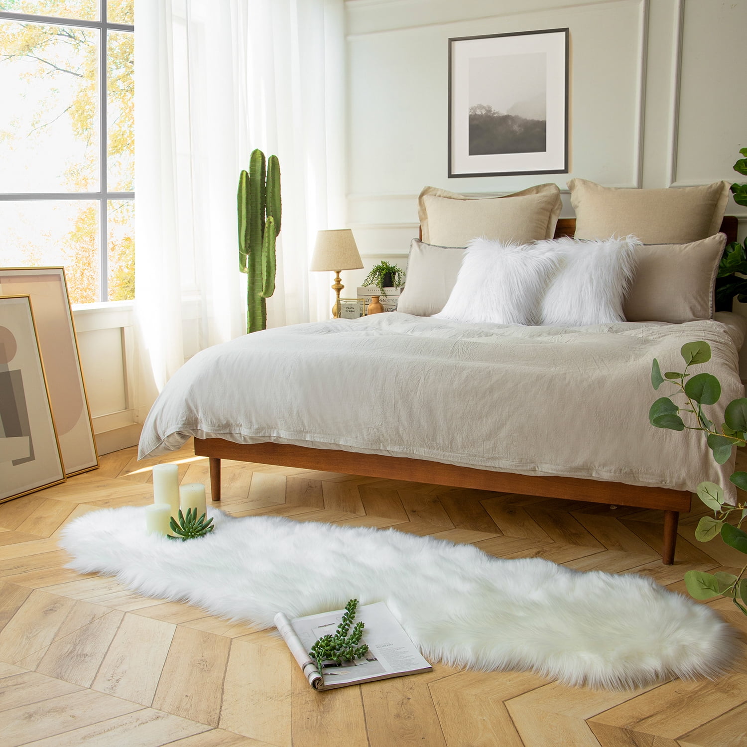 Soft Fluffy Faux Sheepskin Fur Area Rug Shag Plush Mat Home Decorative ...