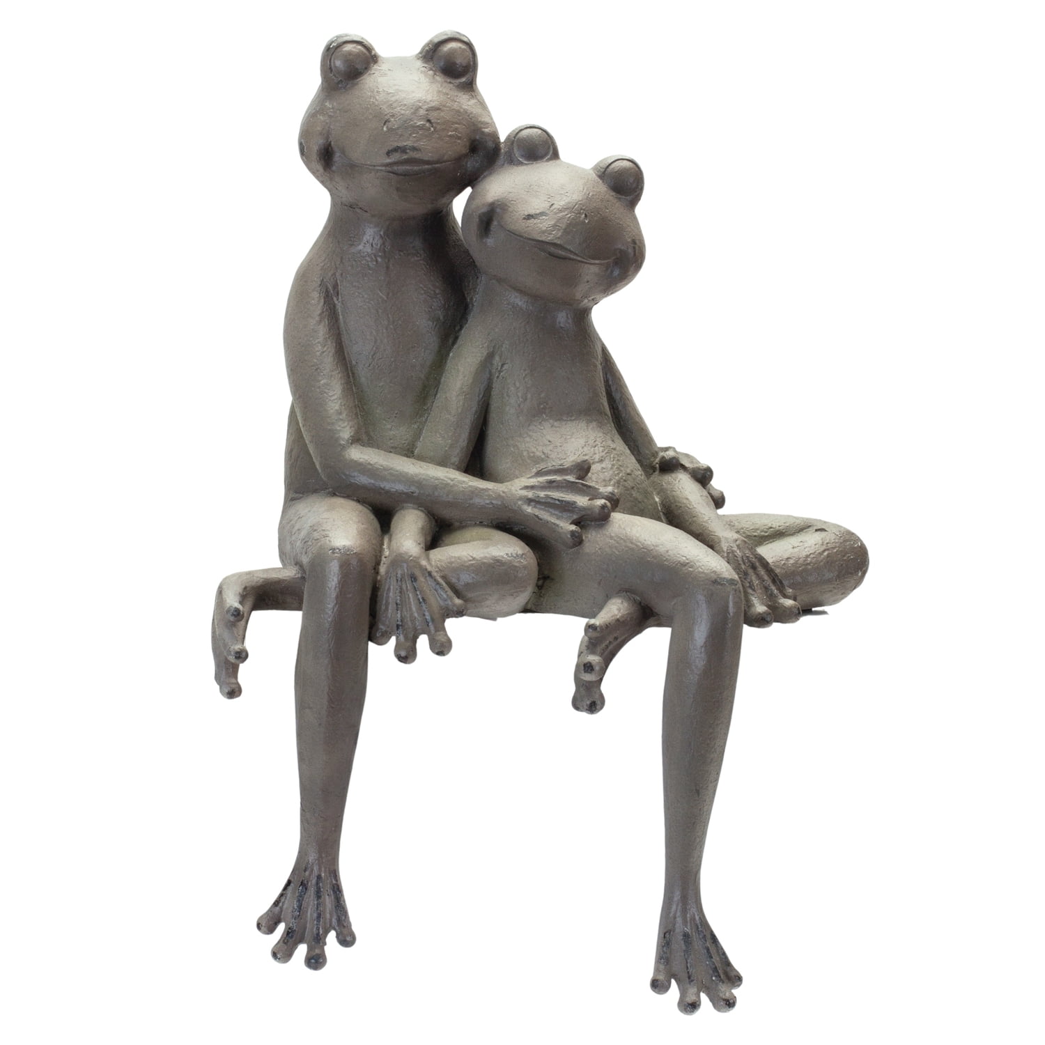 Melrose International Distressed Stone Sitting Frog Couple Garden ...