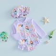 Bobifish Baby Girls 2 Piece Rash Guard Swimsuit Print Long Sleeve Zip ...