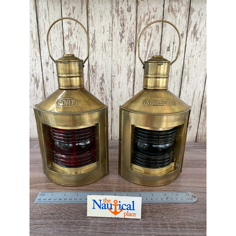 Antique Brass Finish Port Starboard Lanterns Ship Oil Lamp Nautical Light