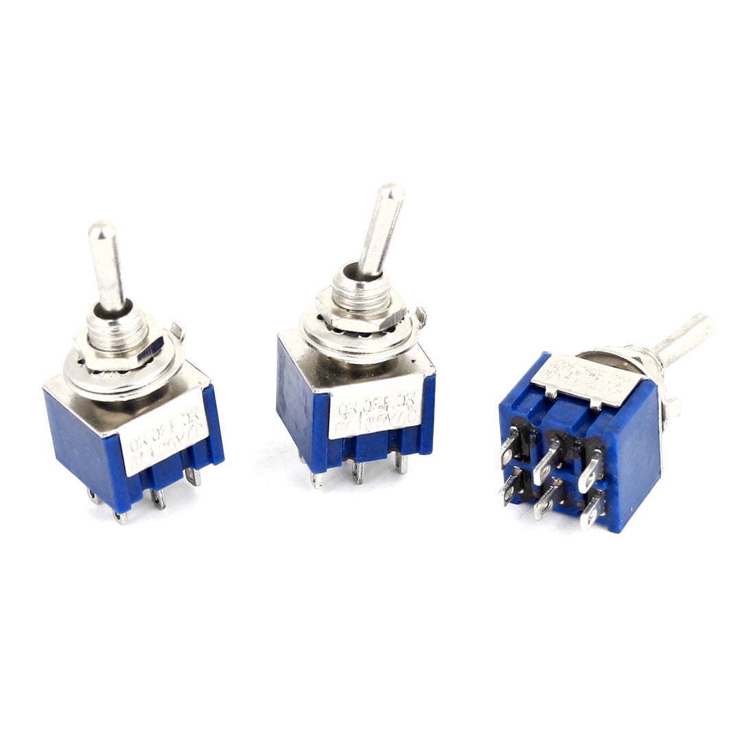 Unique Bargains 3PCS 6mm Mounting Hole Dia 3-Way DPDT Toggle Switches ...
