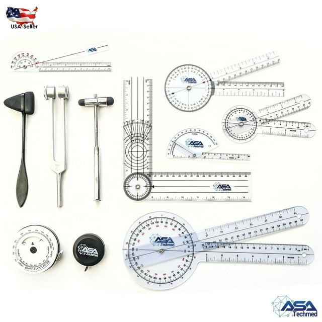 Goniometer Physical Therapy Complete Set W/Bonus Reflex Hammer ...