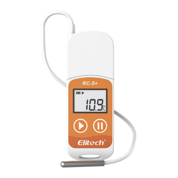 Elitech Temperature Data Logger Reusable Recorder with Extra External ...
