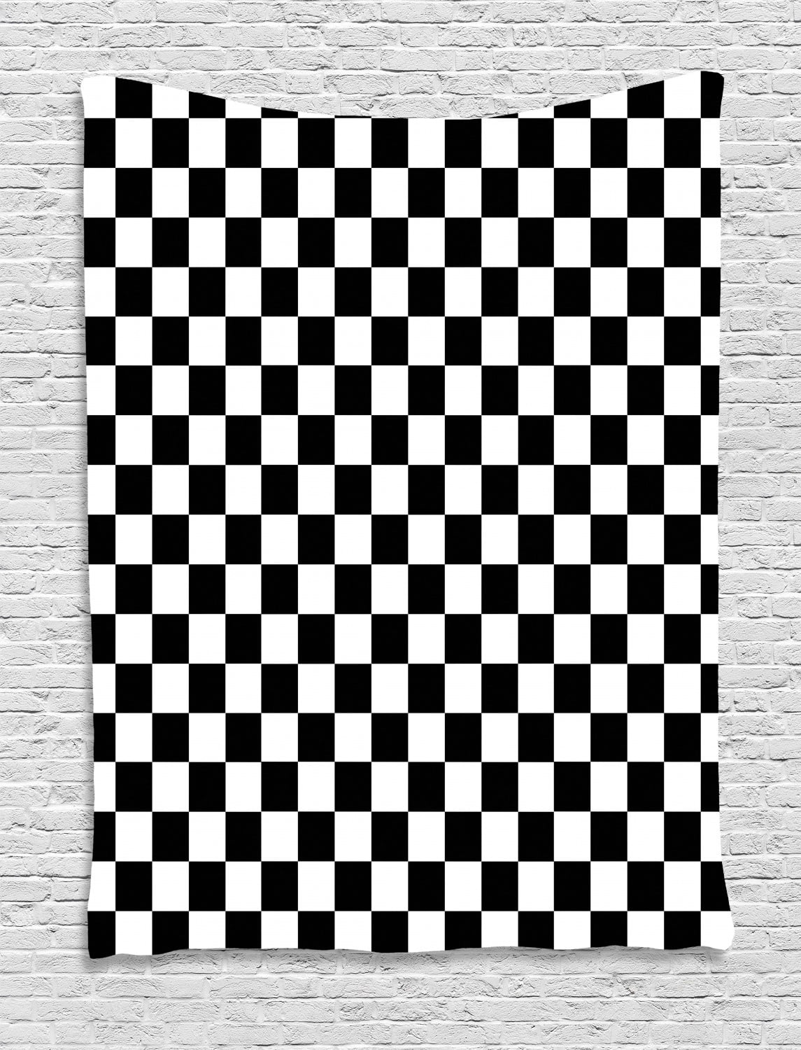 Checkers Game Tapestry, Geometric Grid Style Monochrome Squares in ...