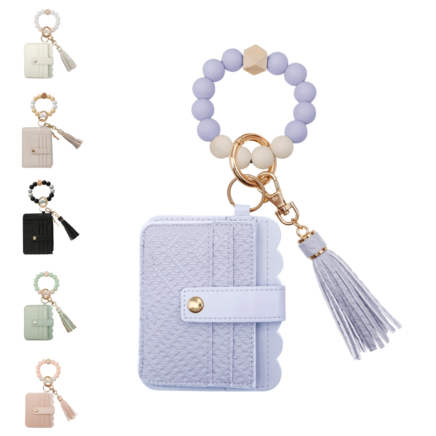 Wallet Keychain Wristlet For Women Girls,Car Key Rings Beaded Bracelet ...