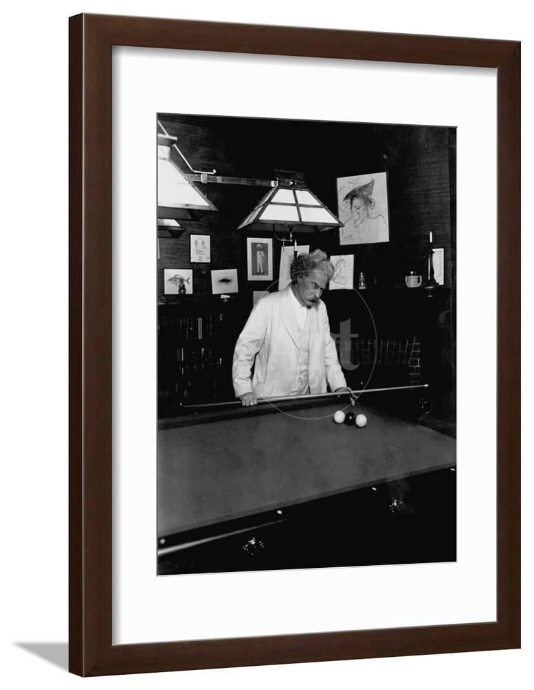 Mark Twain Playing Game of Pool Framed Print Wall Art Sold by Art.Com ...