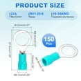 Uxcell 150Pcs Insulated Ring Terminal RV2-8 Battery Lugs 16-14AWG ...