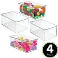 mDesign Stackable Toy Storage Bin, Clear Plastic with Hinge Lid, 4 Pack ...