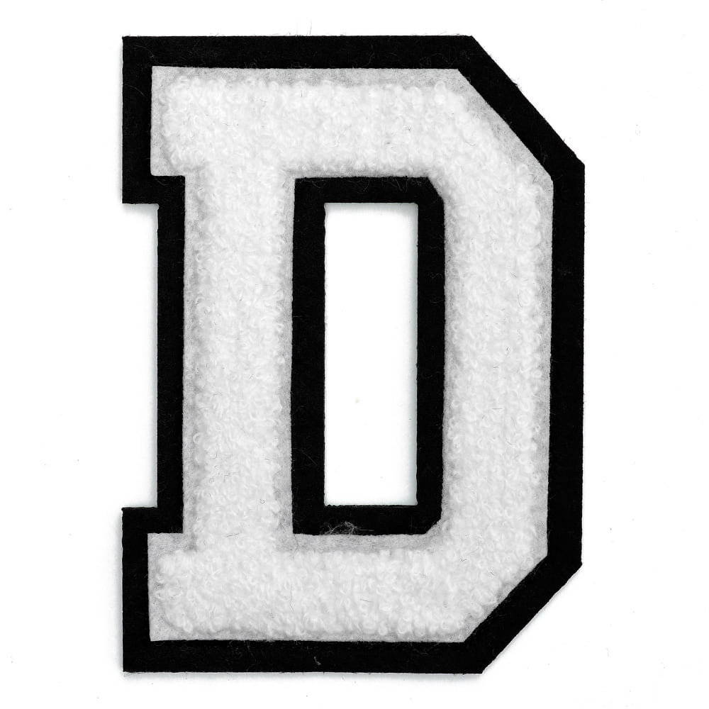 Chenille Stitch Varsity Iron-On Patch by pc, 4-1/2", White/Black, TR ...