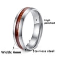 HIJONES Men's Women's Stainless Steel Curved Wood Grain Ring 6MM Two ...