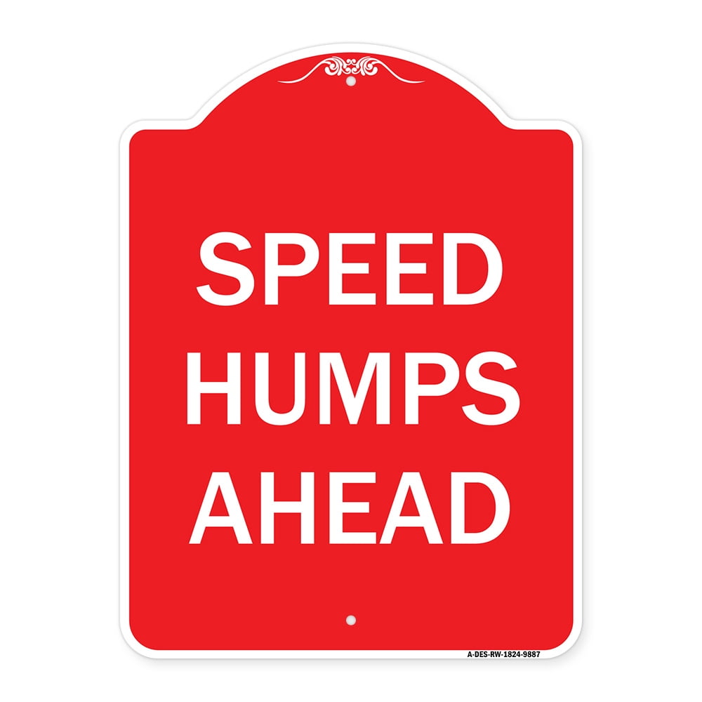 SignMission Designer Series Sign - Speed Humps Ahead | Red & White ...
