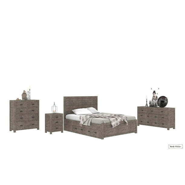 Rustic Classics Whistler 4 Piece Reclaimed Wood Storage Platform ...