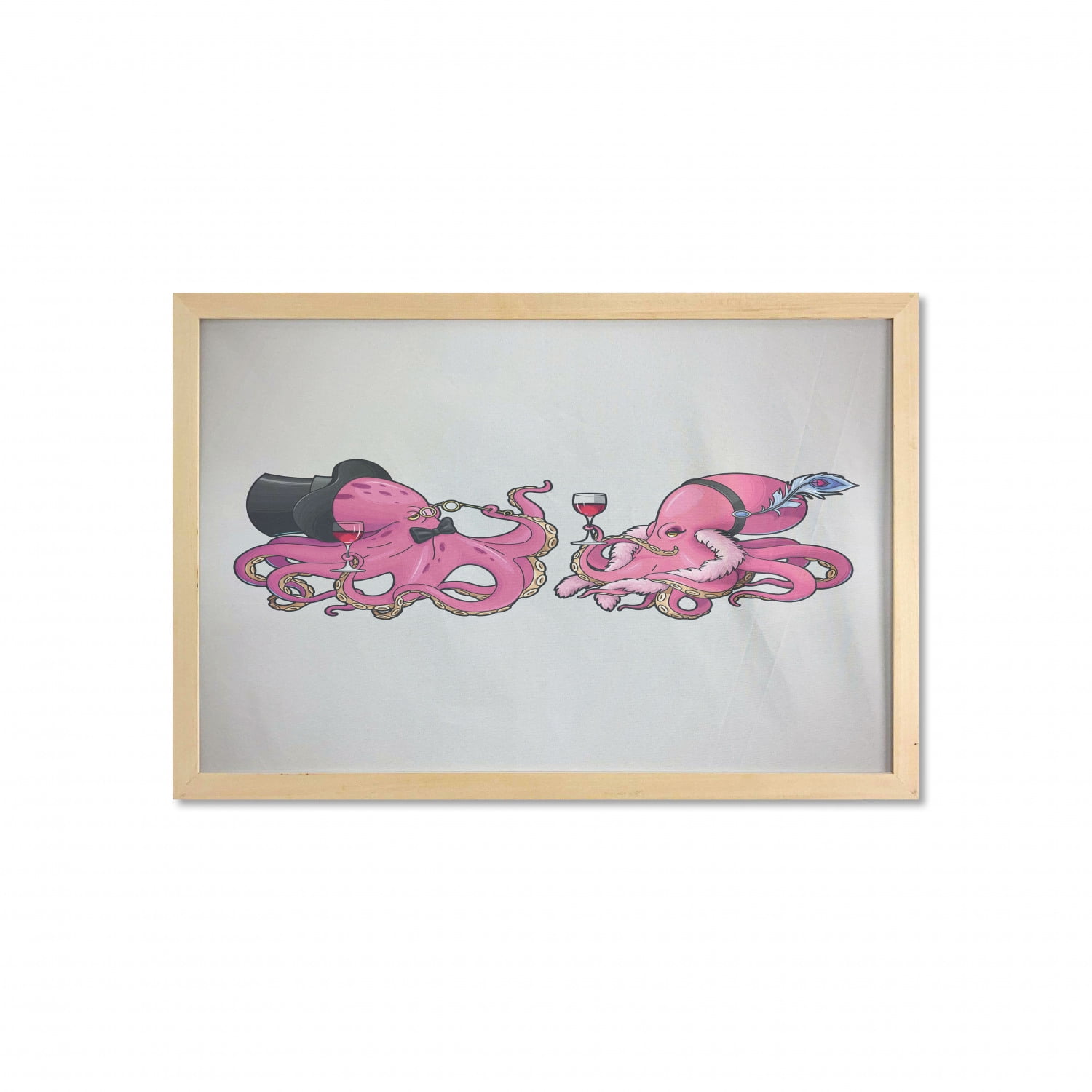 Octopus Wall Art with Frame, Cartoon Art Illustration of Octopuses in ...