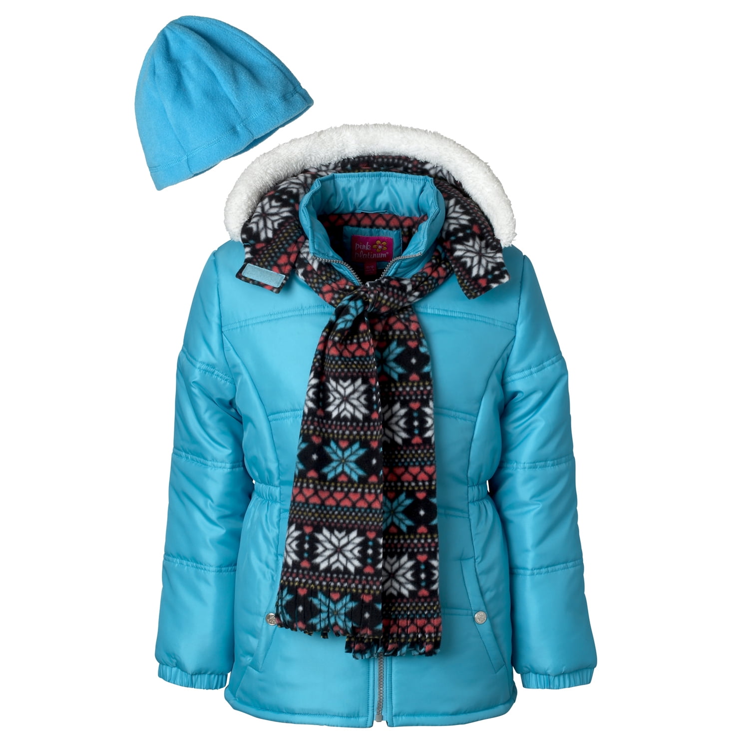 Pink Platinum - Girls Hooded Winter Puffer Bubble Jacket Coat Matching ...