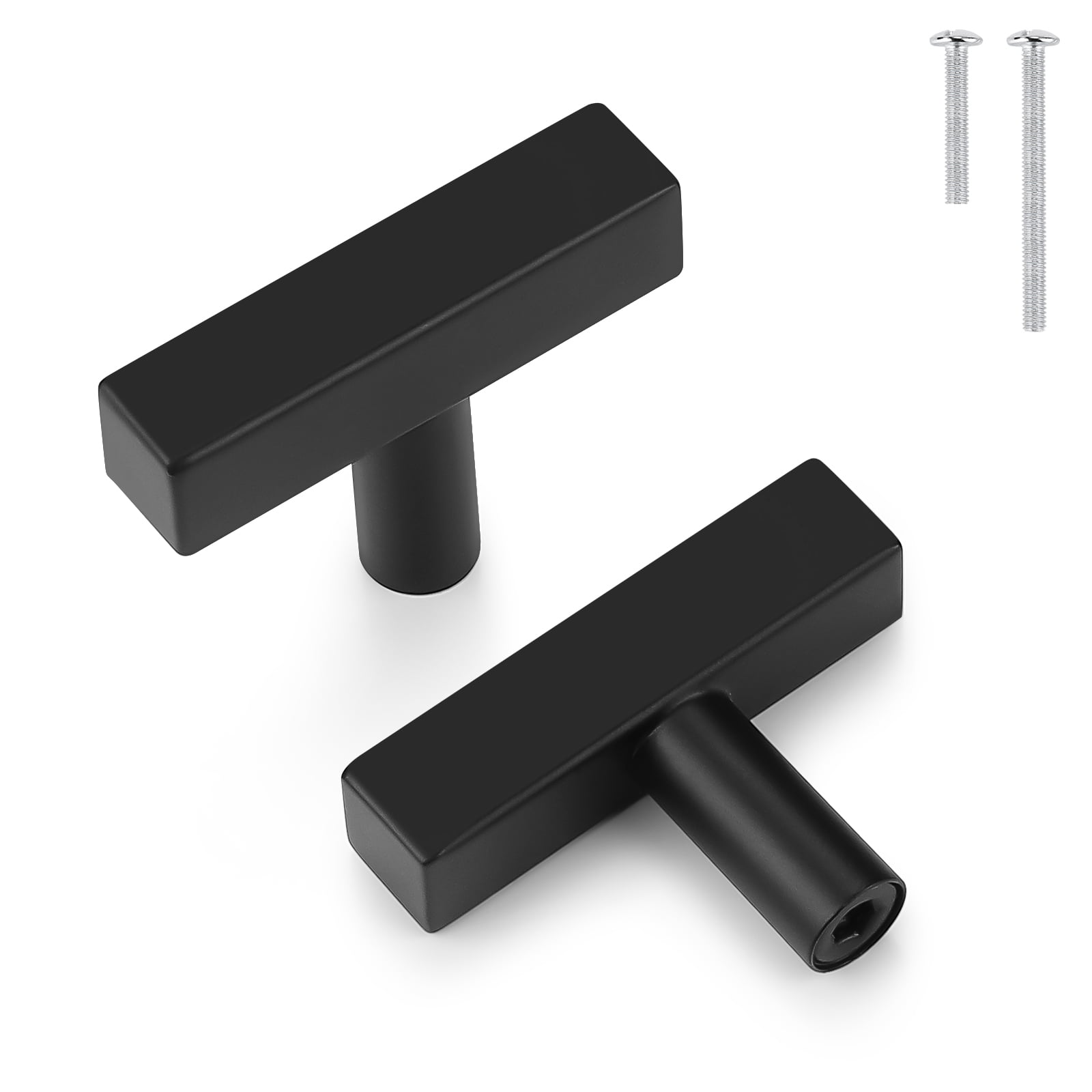 knobelite 100 Pack Cabinet Handles Black 2inch (50mm) Square T Bar ...