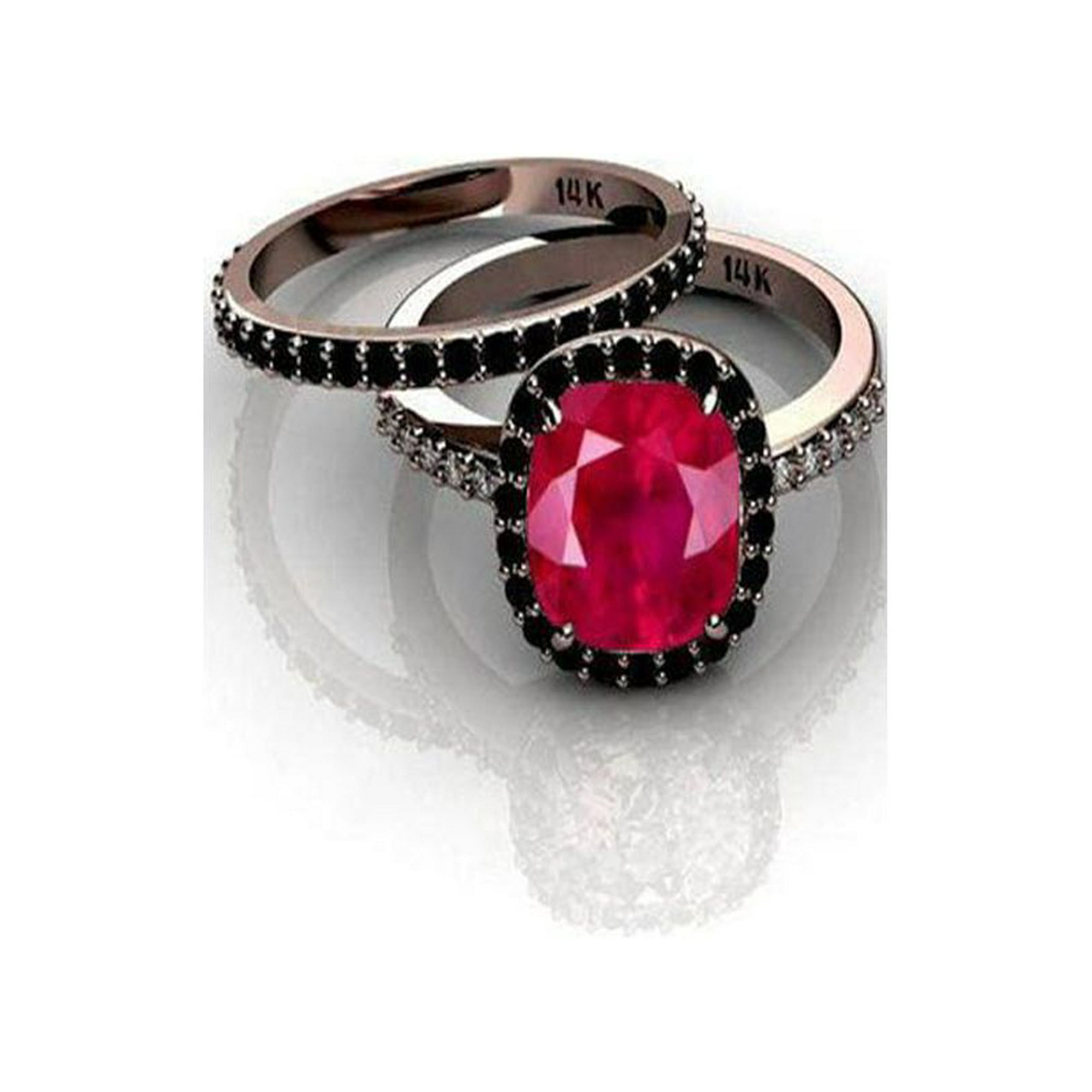 Red And Black Diamond Engagement Ring