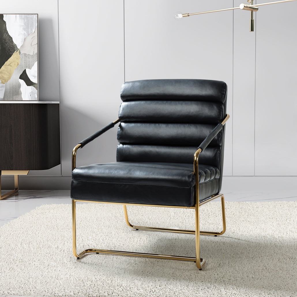 Modern Accent Dining Chairs, Upholstered Vanity Chair with Gold Metal ...