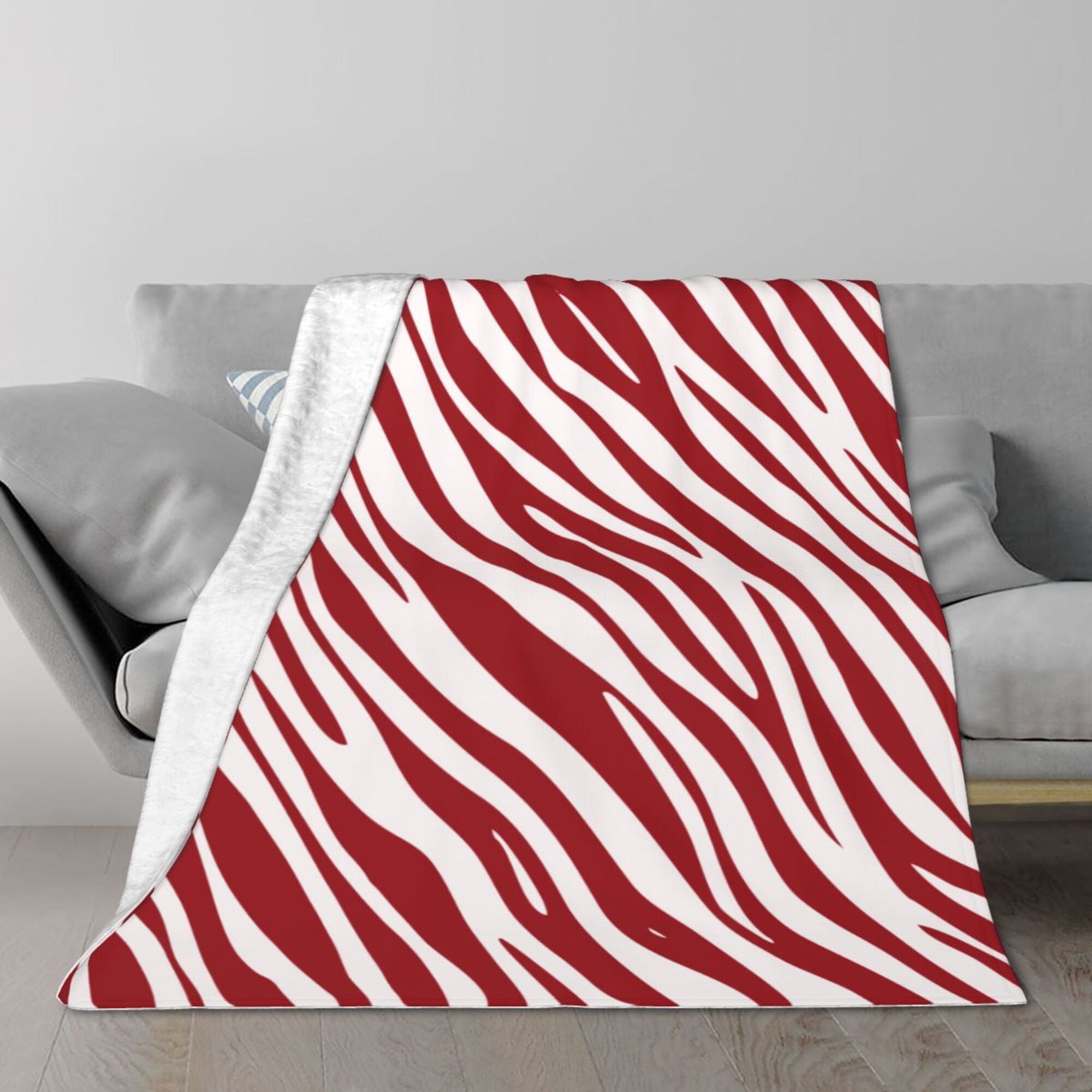 TEQUAN Double Layer Plush Bed Blanket, Red Zebra Texture Pattern Cozy ...