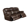 Bowery Hill Transitional Leather Sofa with Power Headrest in Brown ...