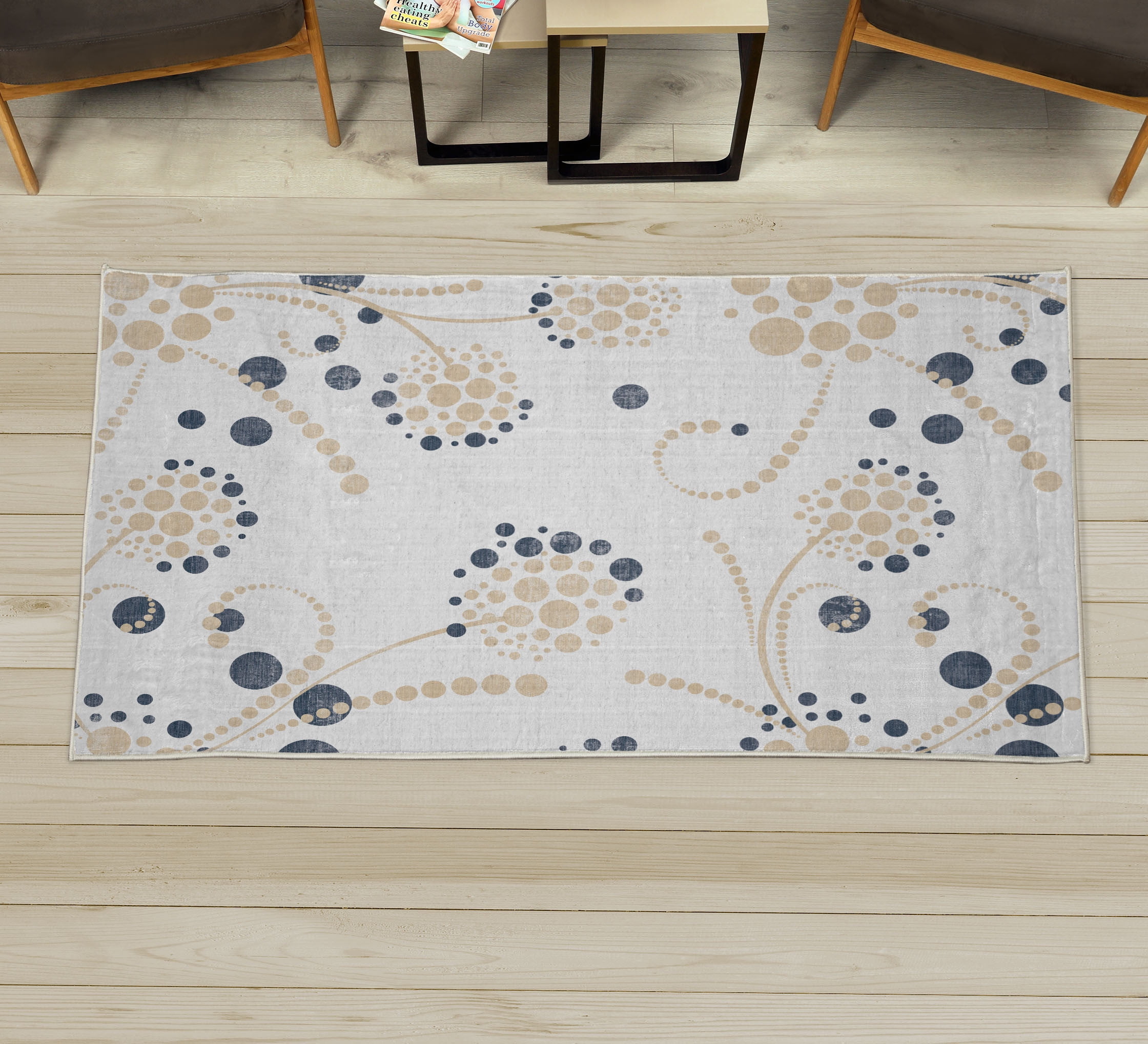 Abstract Decorative Rug, Spiral Form Circular Flowers Modern Style ...