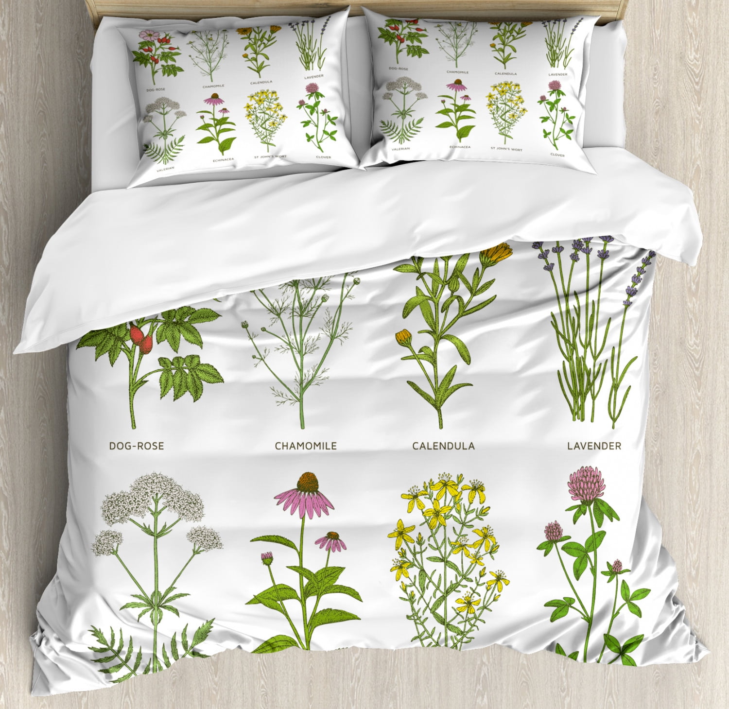 Herb Duvet Cover Set Queen Size Sweet Natural Cosmetics Flowers With