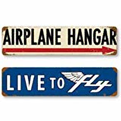 Set of Two Steel Pilot Signs, Airplane Hangar/Live to Fly, Made in USA ...