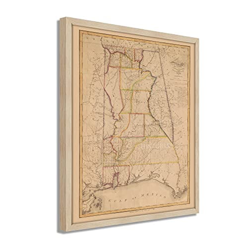 1819 Alabama Map - Framed Vintage Alabama Map - History Map of Alabama ...