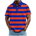 Antinious Men Gradient Stripe Print Collar Button Short Sleeve T-Shirts ...