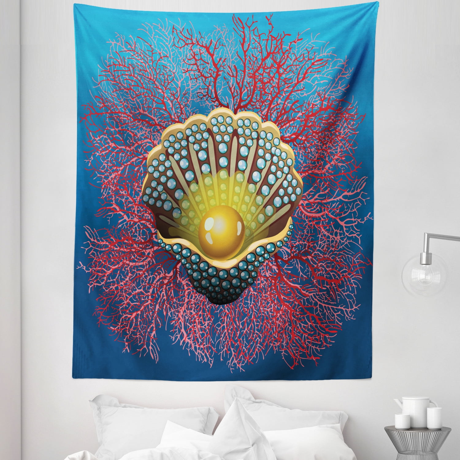 Pearls Tapestry, Giant Majestic Unique Pearl Mussel and Ivy Coral Deep ...