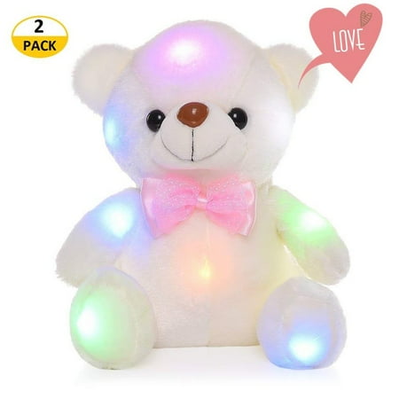 2PCS 8'' Glowing Teddy Bear Talking Plush Toys Glowing LED Night Light ...