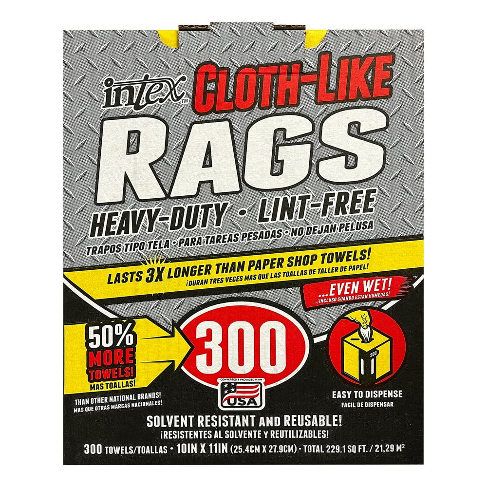 Intex Cloth-Like Fiber Blend Wiping Rags 10 in. W x 11 in. L 300 pk ...