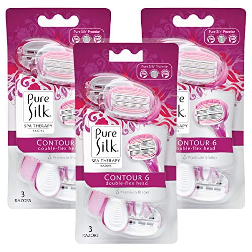 Pure Silk Contour 6 Premium Disposable Razor, 3 Count - Walmart.com
