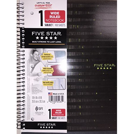 Five Star Patterned Spiral Notebook 1 Subject Wide Ruled Black ...