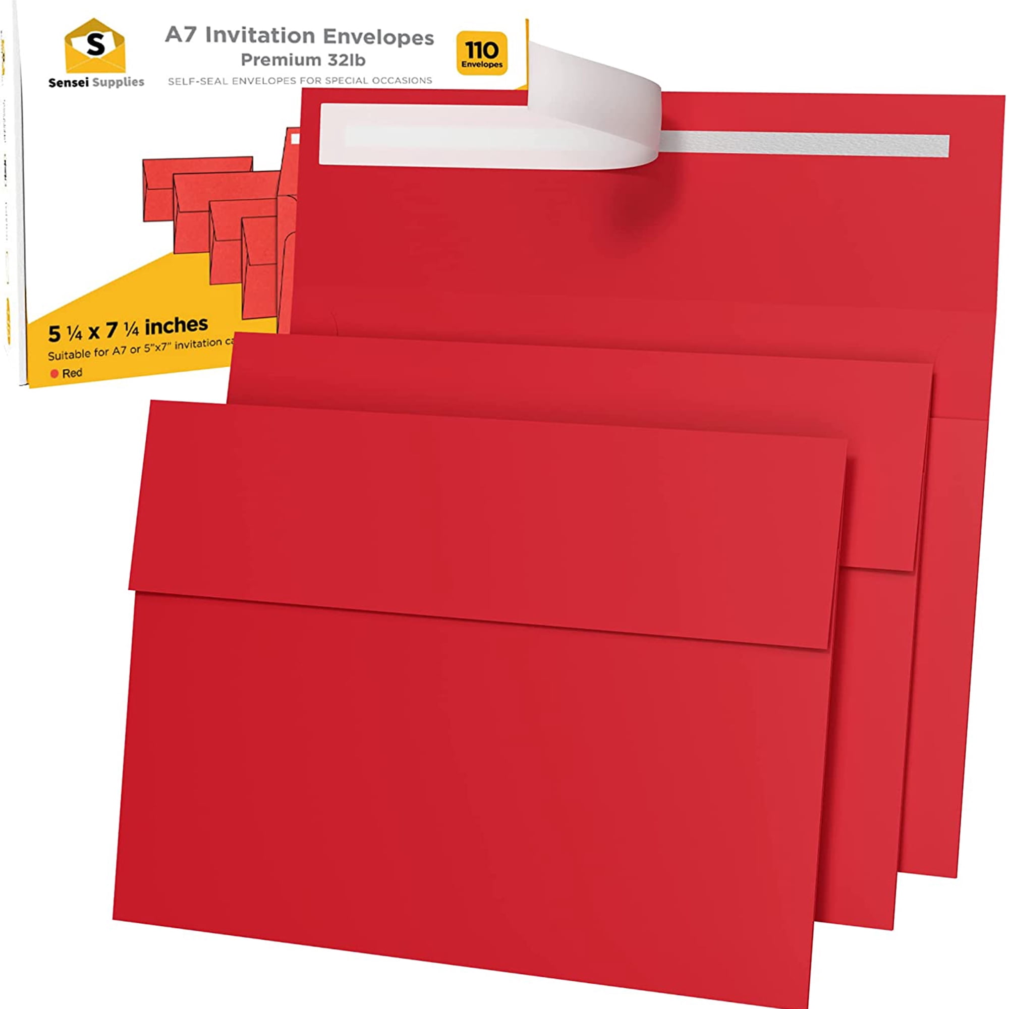 Sensei Supplies Self Sealing Invitation Envelopes 5x7 for Wedding Baby ...