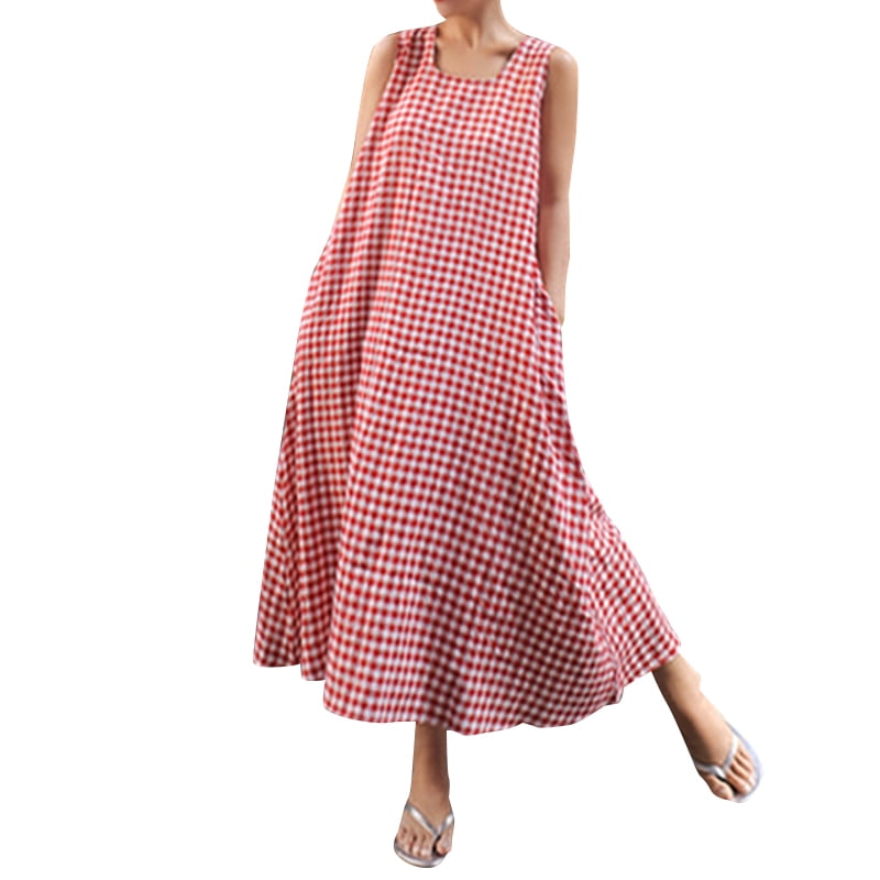 Click here for Zanzea Women Elegant Sleeveless With Pockets Check... prices