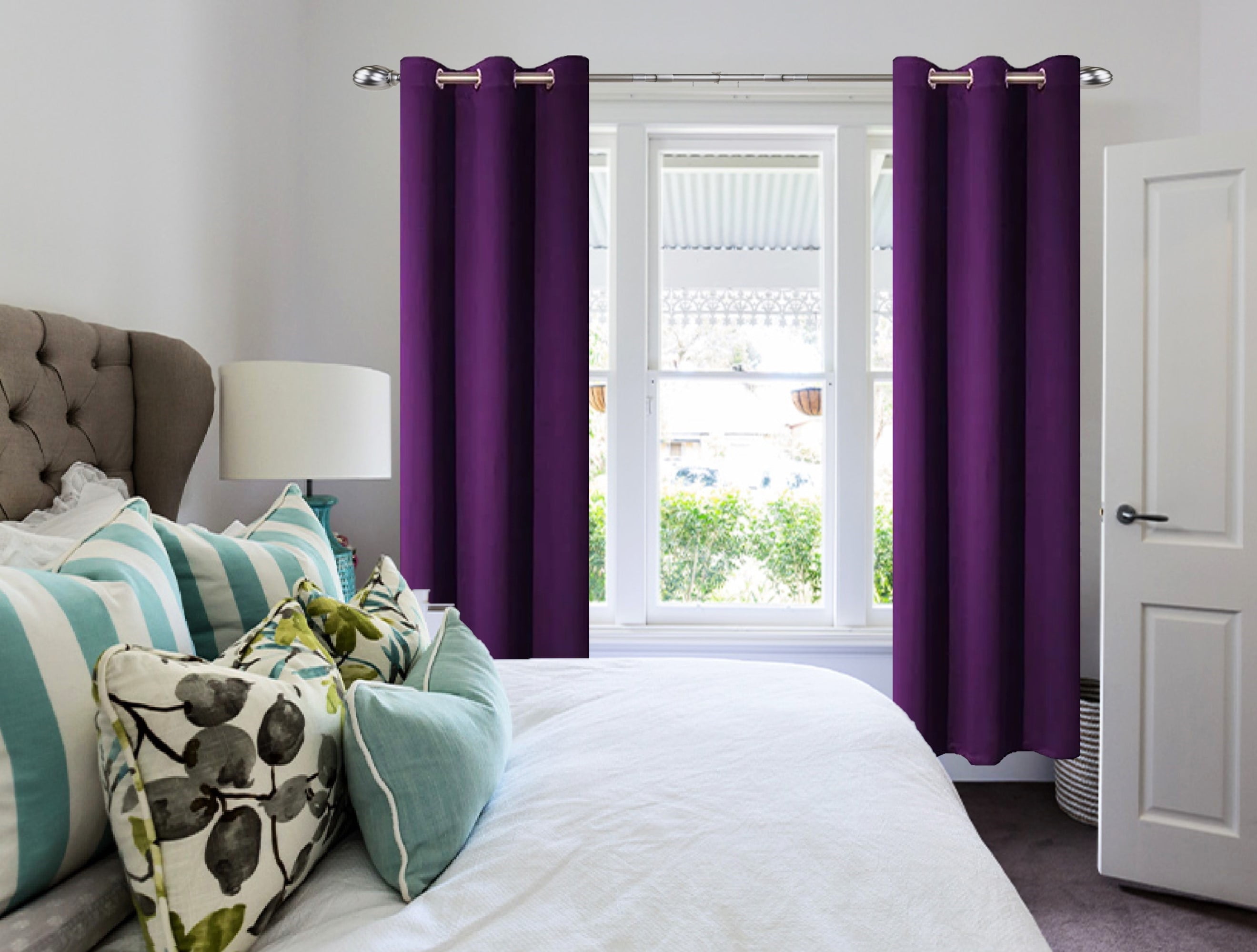 Juego de 2 cortinas opacas K68 de color morado, de 213 cm de largo y ...