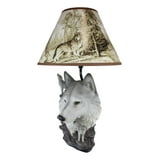 Alpha Wolf Akela Table Lamp, Gray Wolf Decor, Wildlife Full Moon ...
