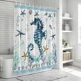 Blue Seahorse Shower Curtain for Bathroom, Ocean Watercolor Blue ...